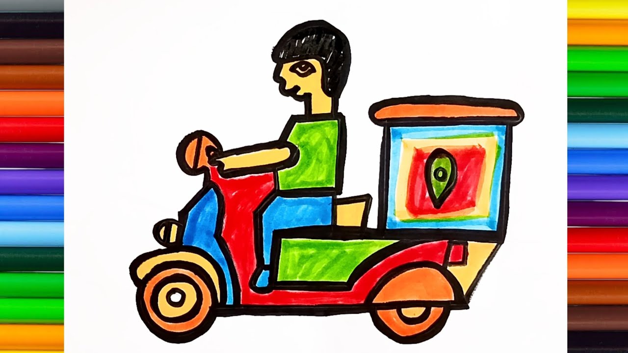 boy Riding bike Drawing, Painting and Coloring for kid's, toddlers ...