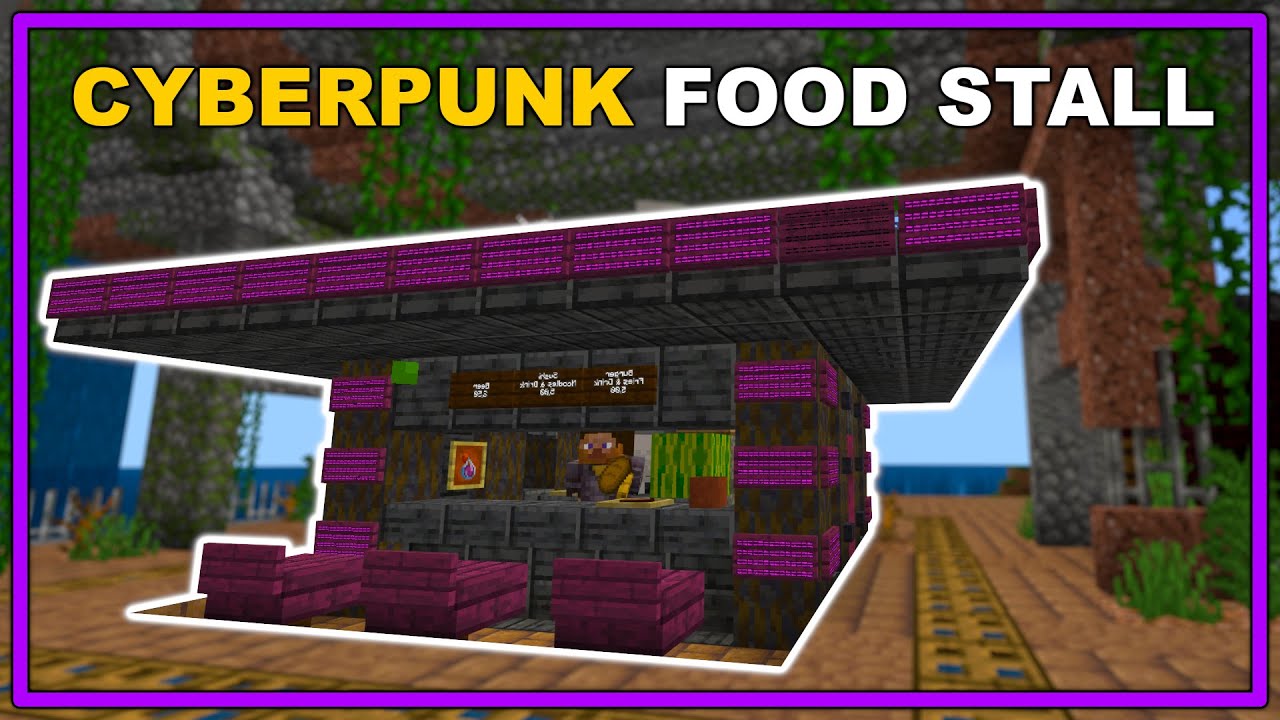 Building a cyberpunk food stall in Minecraft - YouTube