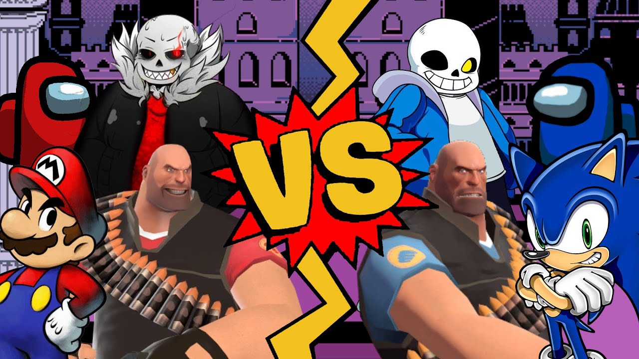 M.U.G.E.N Battles | Mario/Red Heavy/Red Crewmate/Fell Sans vs Sonic ...