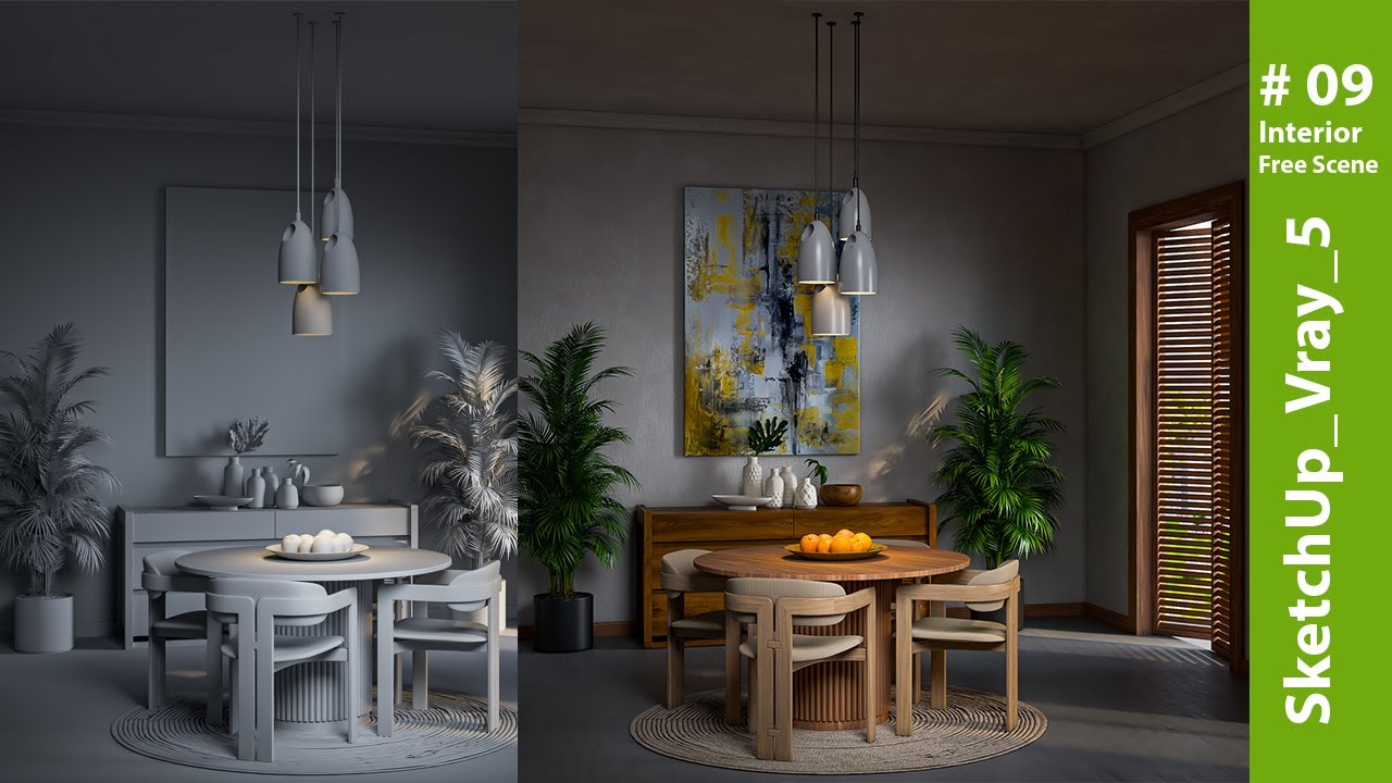 SketchUp Vray5 Interior Scene #9 - YouTube