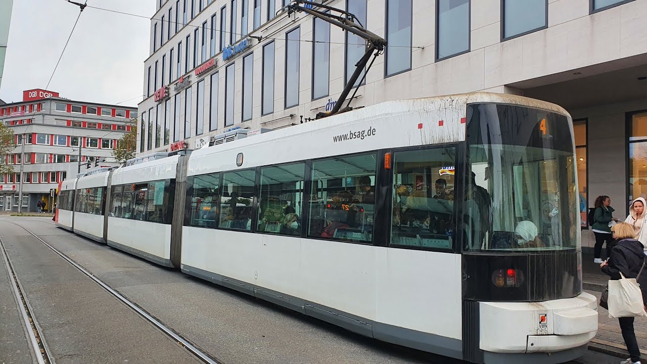 Straßenbahn Bremen | Mitfahrt im GT8N auf der Linie 4 von Am Dammacker ...