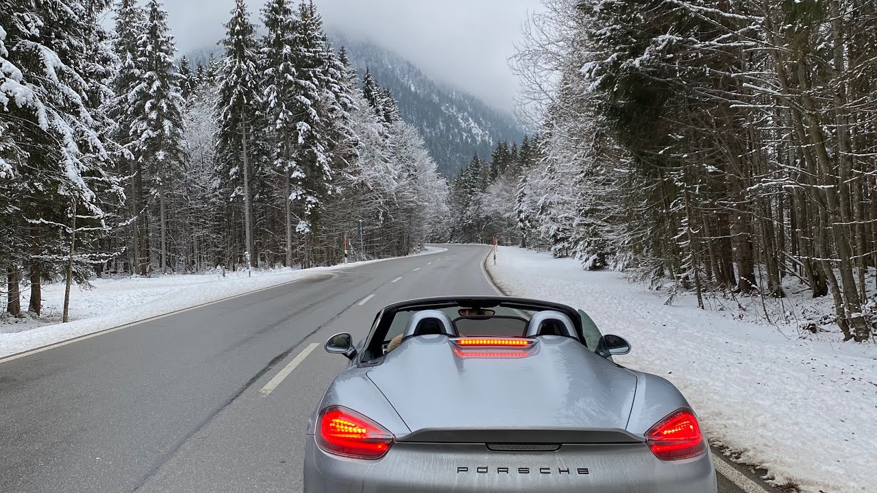 Winter Road Trip in the Alps - Porsche Boxster Spyder 981 - YouTube