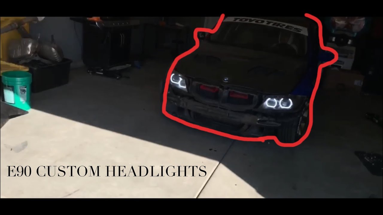 BMW E90 blacked out headlights / DTM Style Halos - YouTube
