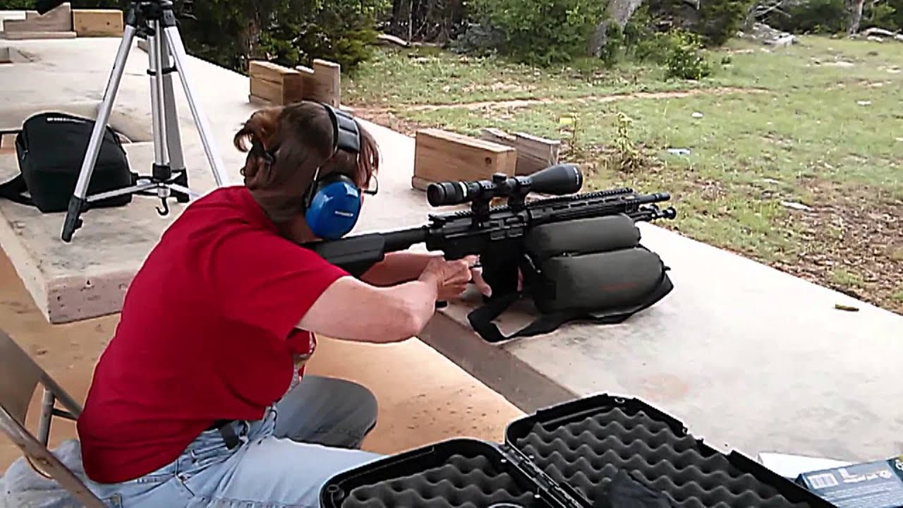 Jane shoots the .308 Bushmaster EBR (Evil Black Rifle) - YouTube