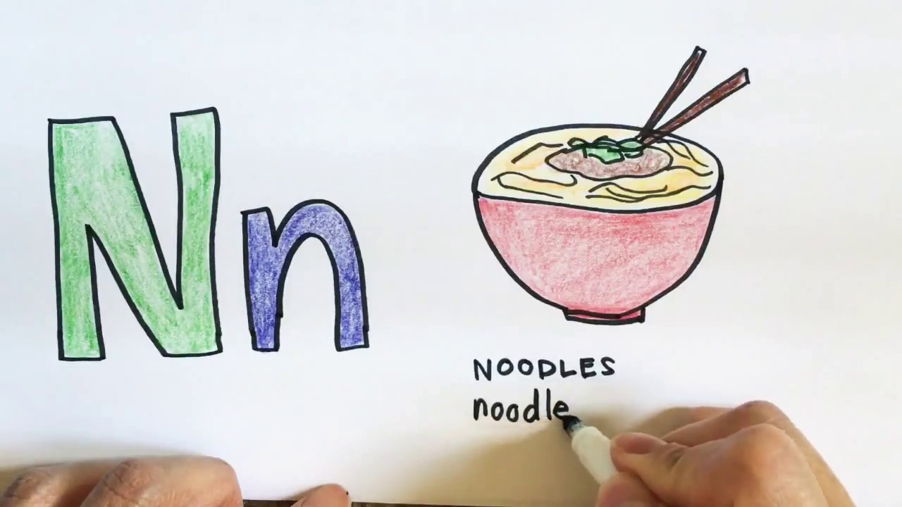 How to draw ~ N for noodles - YouTube