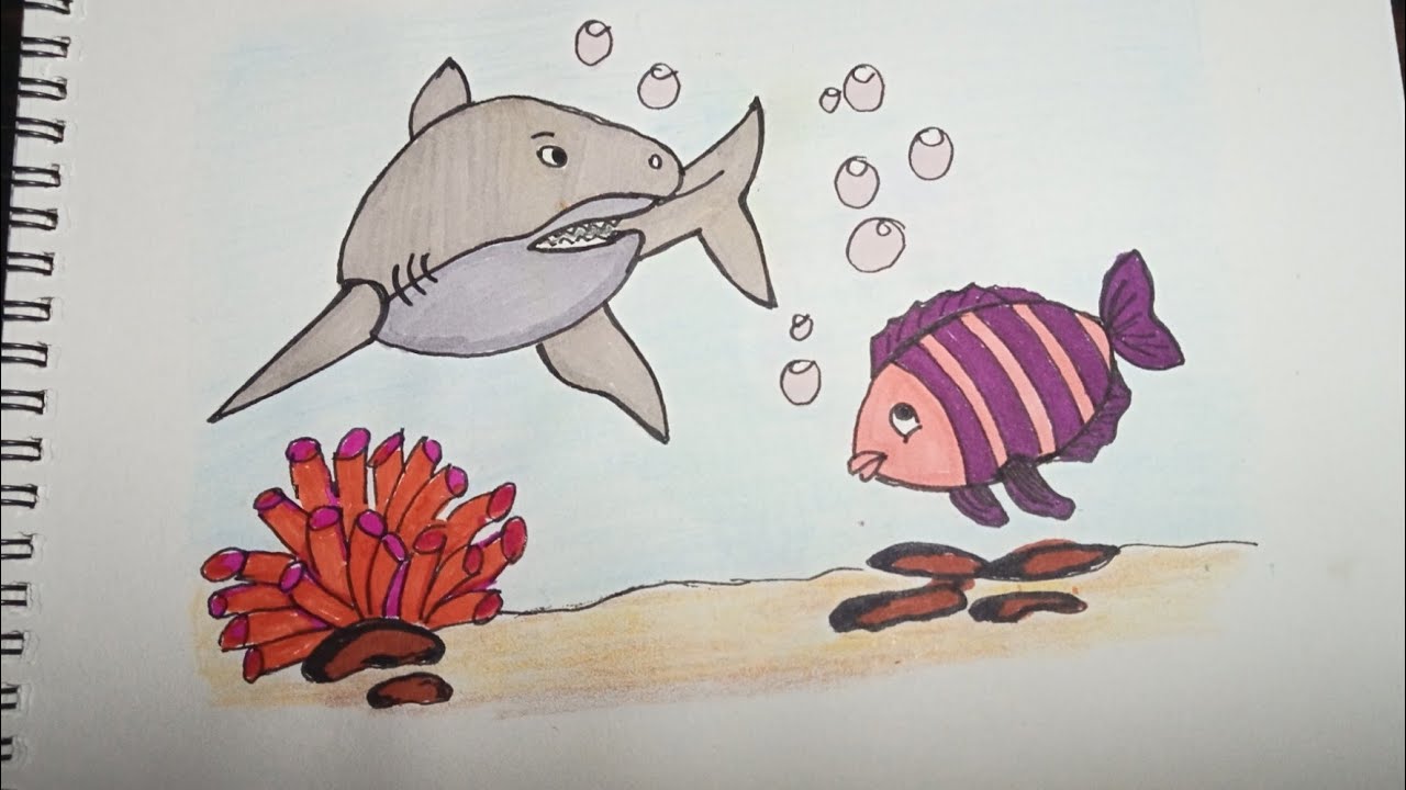 How to draw an Underwater Scenery for beginners | Step by step - YouTube