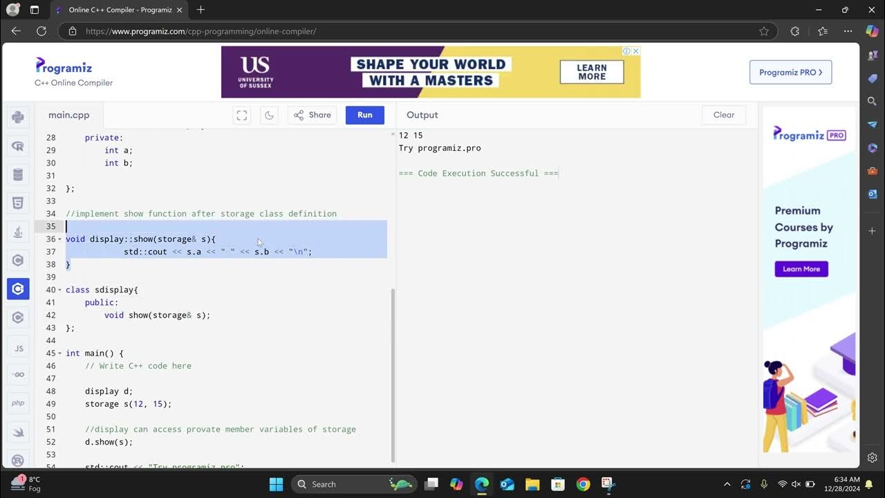 Implement friend class or friend function in C++ - YouTube