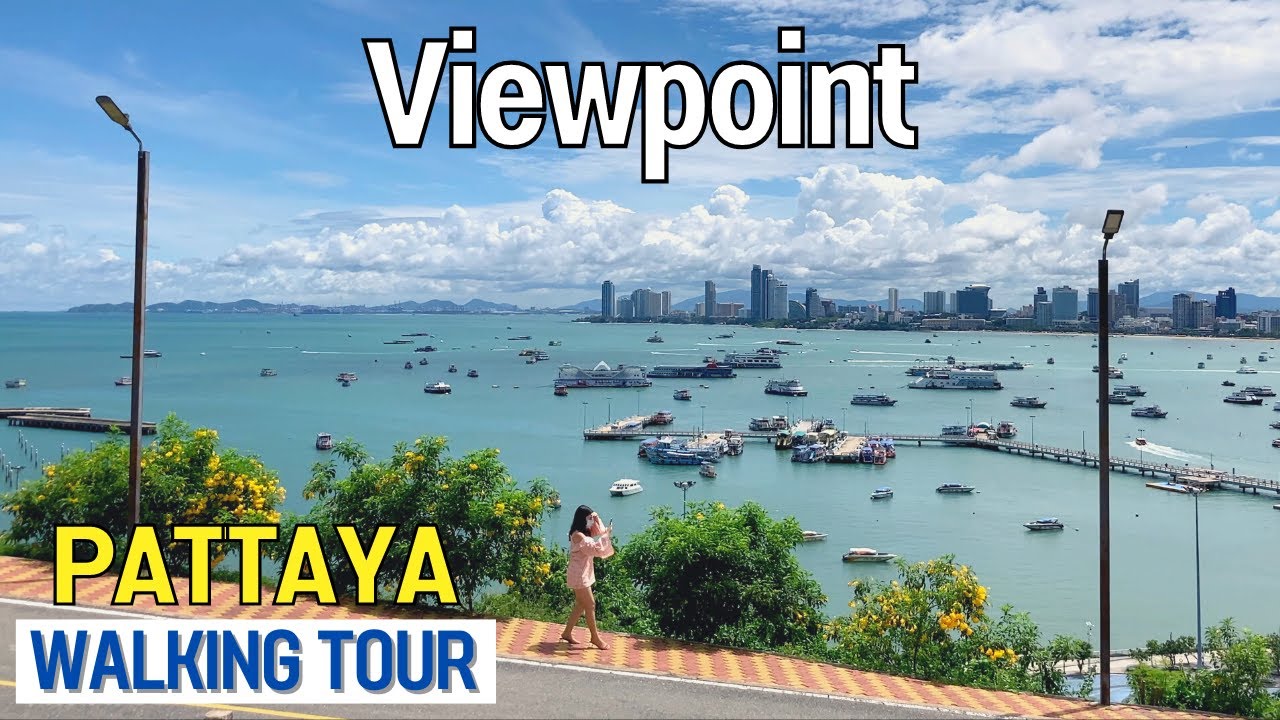 🇹🇭 Pattaya City Sign beautiful high viewpoint of Pattaya Thailand in 4K ...