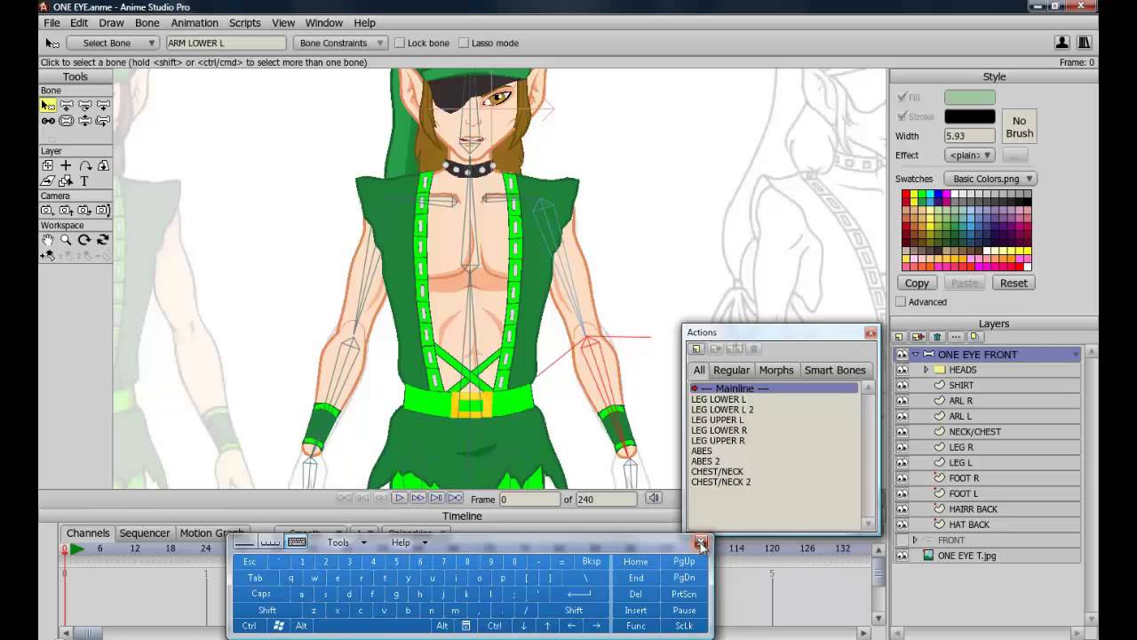 Anime Studio Tutorial- Character Set Up- ACTIONS p.5 - YouTube