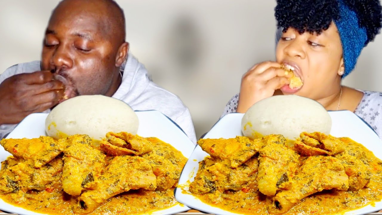 ASMR AFRICAN FOOD MUKBANG| HORSE SOUND CHALLENGE WITH POUNDED YAM FUFU ...