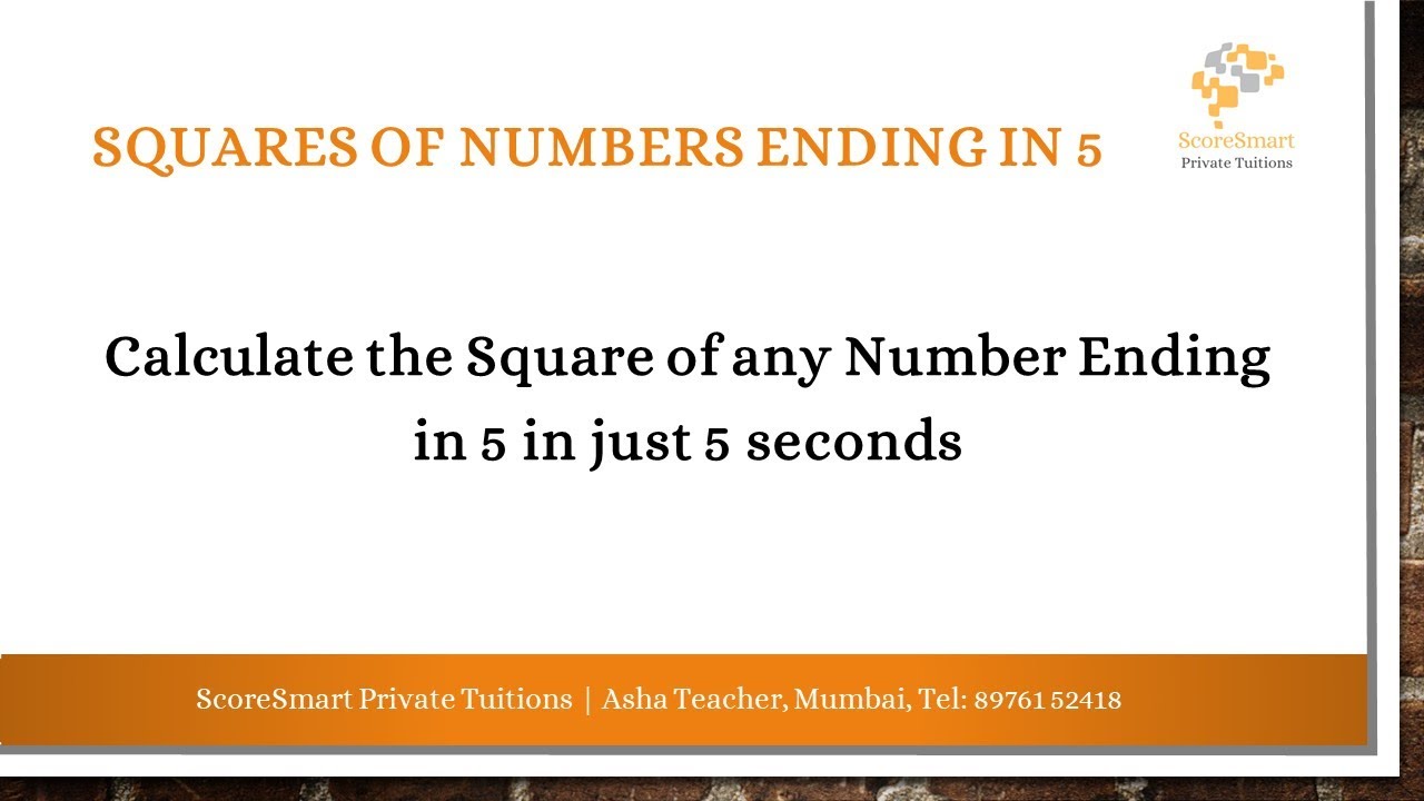 Squares of Numbers Ending in 5 in 5 seconds - YouTube