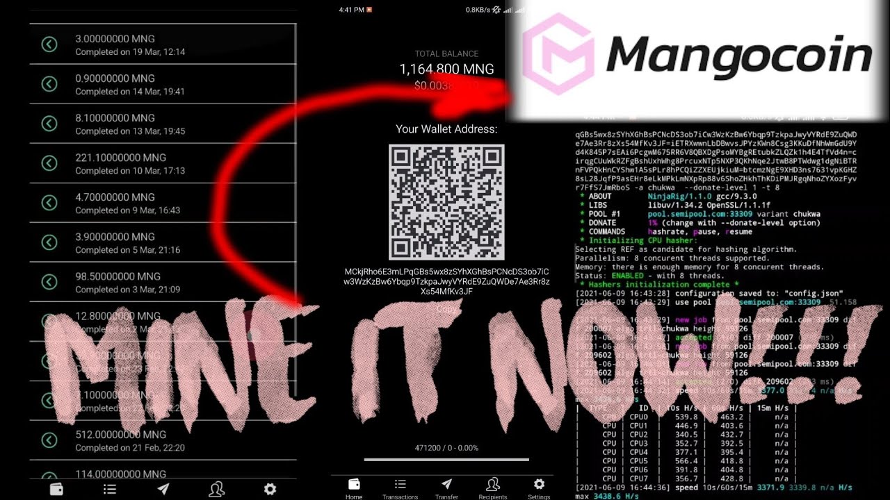 MANGO COIN(MNG) MINING ON ANDROID (HIGH HASHRATE) - YouTube
