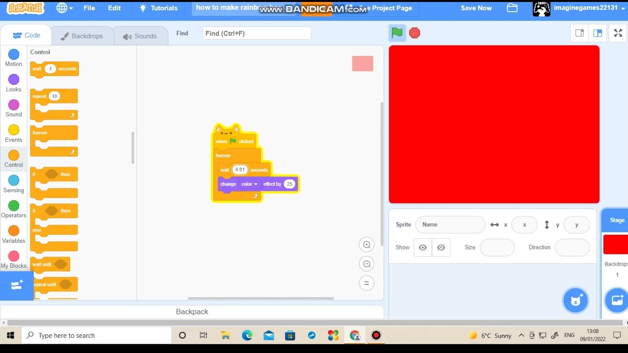 how to make rainbow background on scratch - YouTube
