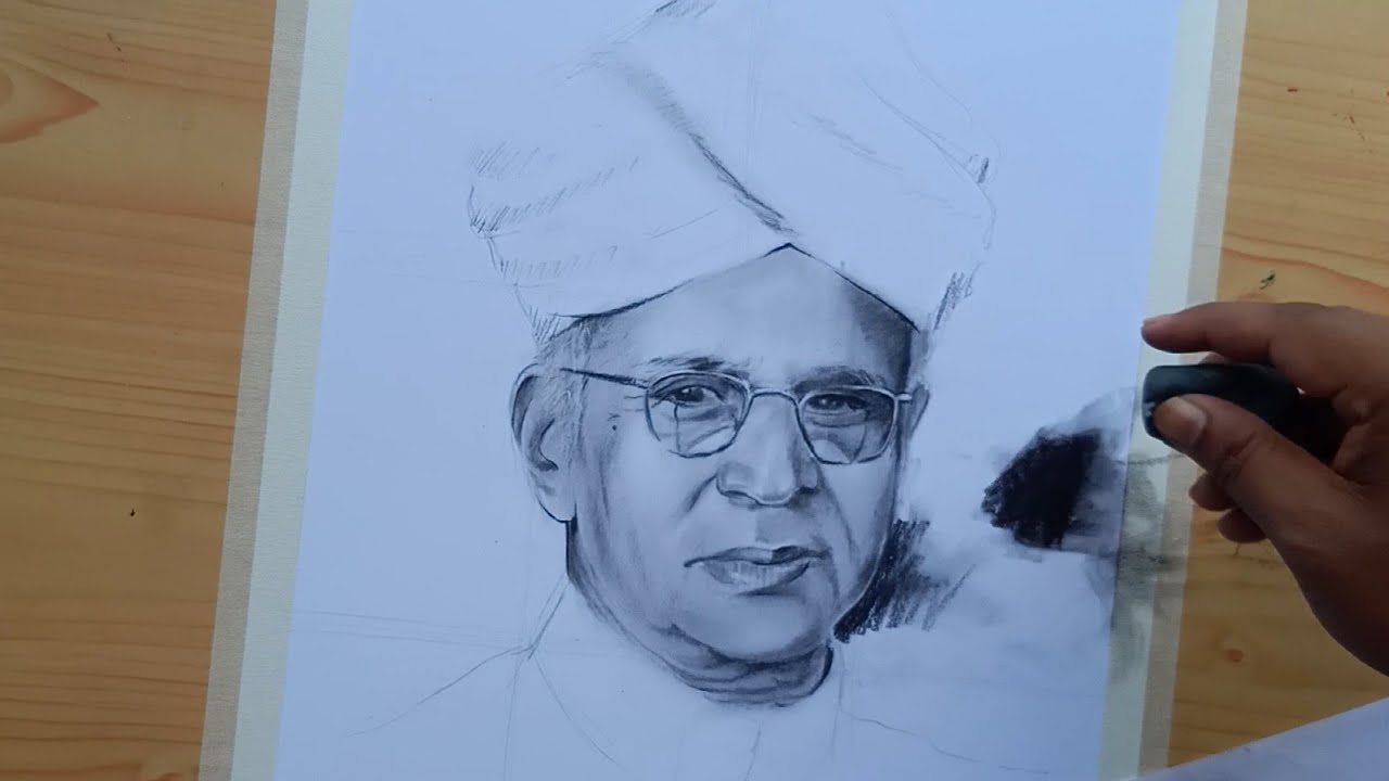 How to draw Dr. Sarvepalli Radhakrishnan | Time lapse | Teachers' Day ...