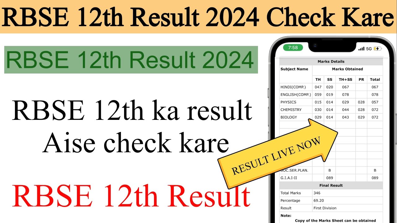 Rbse 12th result | rbse 12th result check kare | rbse 12th class result ...
