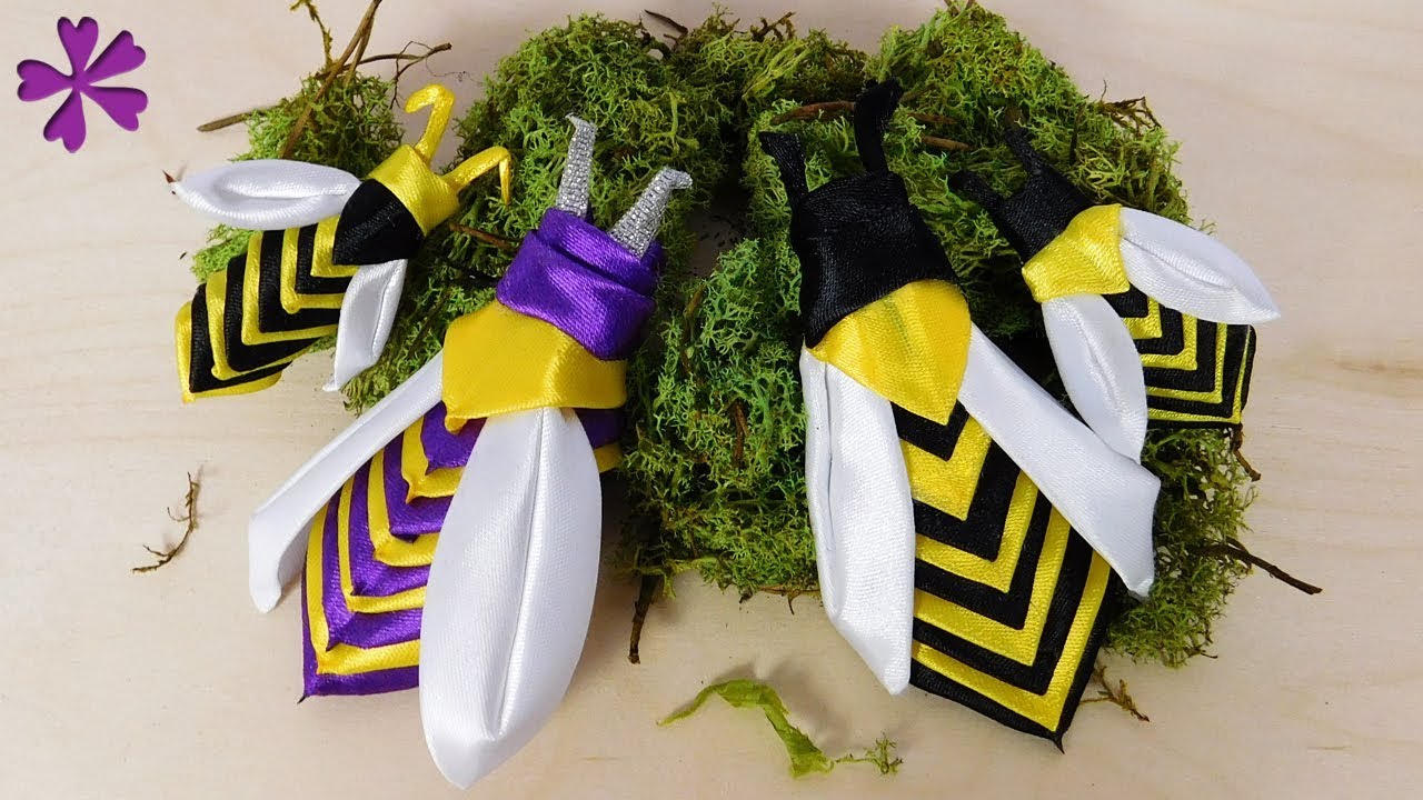 DIY 🐝 Ribbon honey bee 🐝 see how to make it 🐝 (ENG Subtitles) - Speed ...