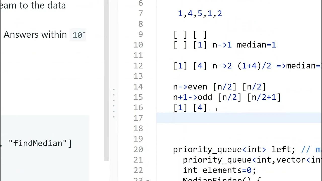 Find Median From Data Stream Leetcode 295 Quick Explanation Youtube