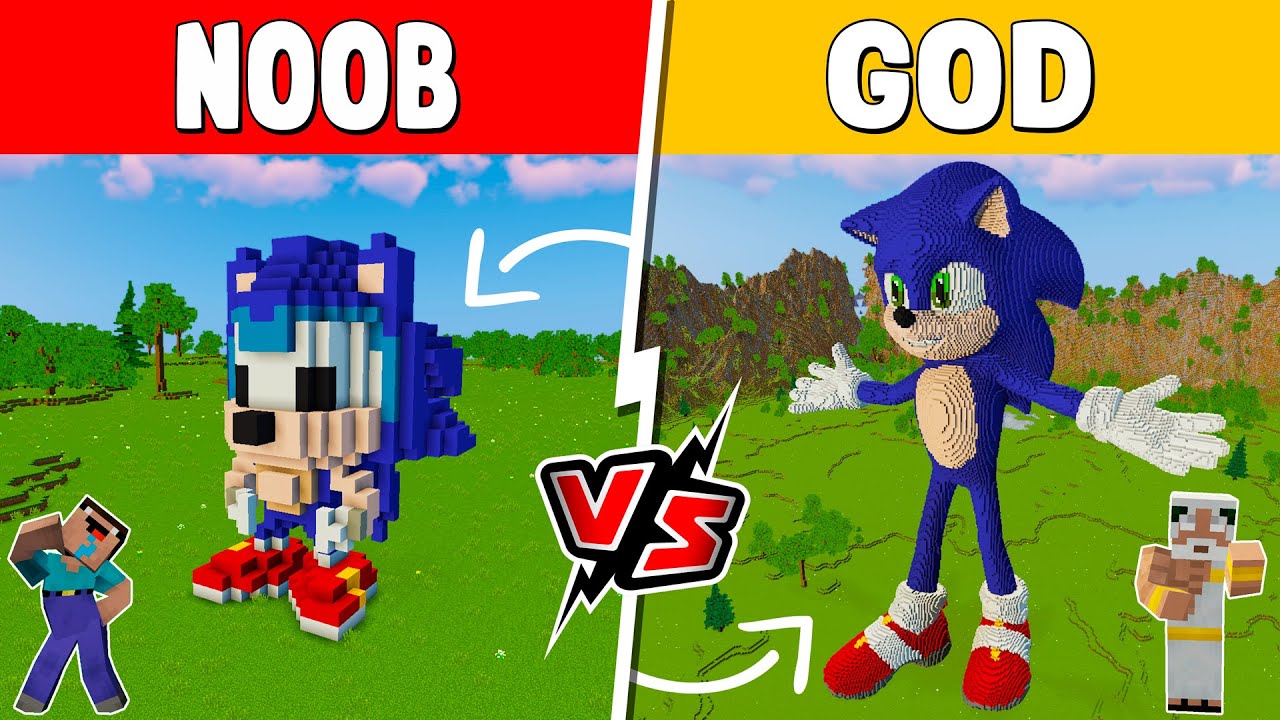 NOOB vs GOD: SONIC STATUE HOUSE BEST BUILD CHALLENGE in Minecraft - YouTube
