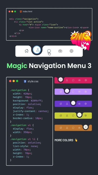 Magic Navigation Menu 3 Using Html Css Cool Navigation Bar Source Code Available In Github And Tel 
