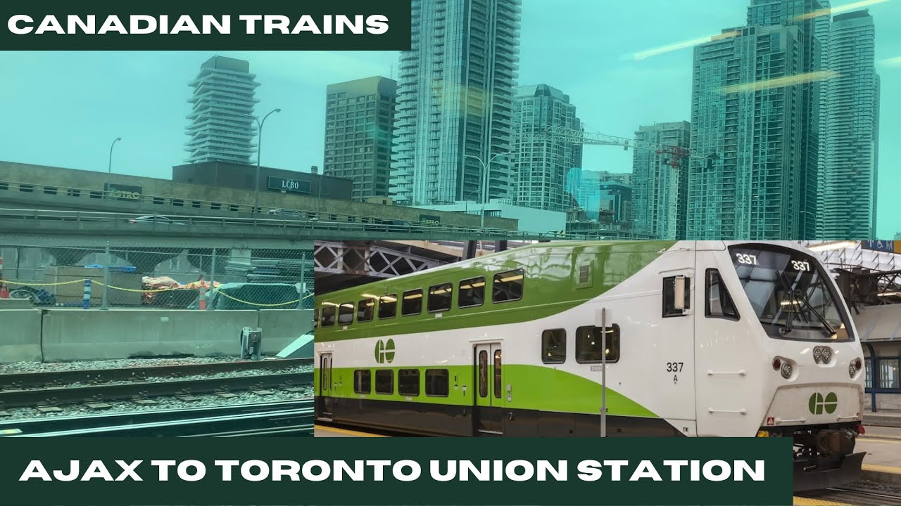 Train ride view to Downtown Toronto’s Union Station from Ajax - YouTube