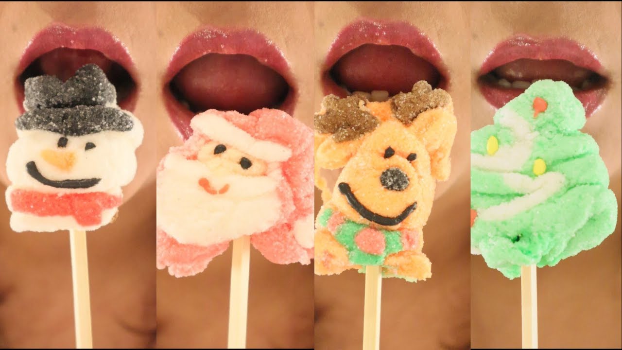 SATISFYING Christmas Marshmello Emoji Eating ASMR |MUKBANG☃️🎅🐶🎄 - YouTube