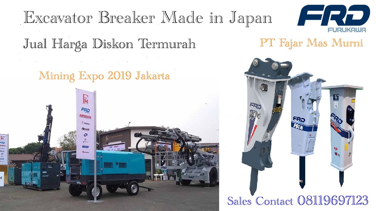 Breaker Furukawa hydraulic rock breaker FXJ excavator - YouTube
