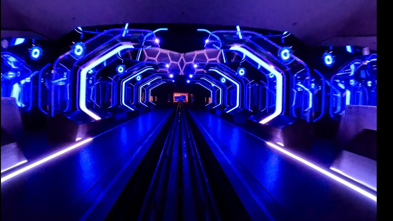 Tron: Lightcycle Run "Night" front-seat on-ride 4K 60fps POV Magic ...