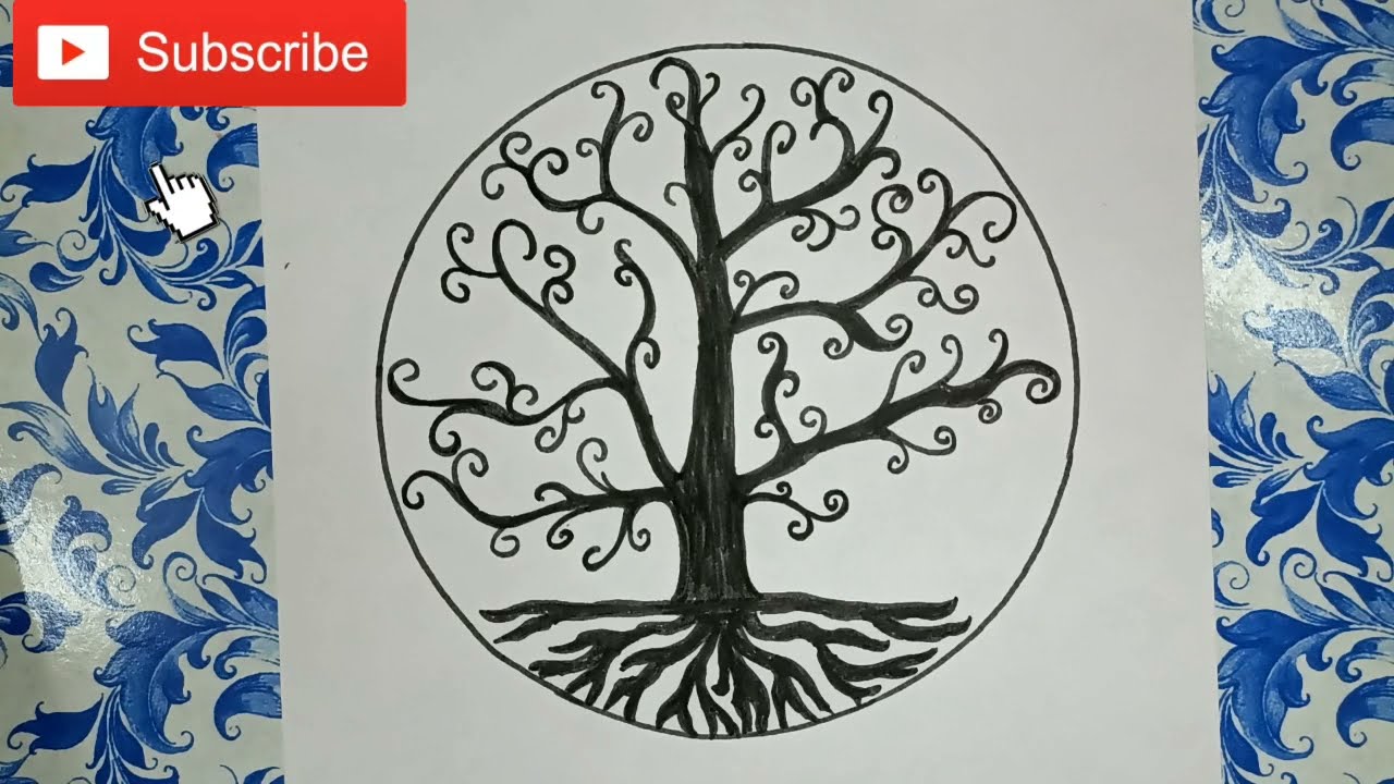 How to draw #Tree drawing in circle@Vel's Art Classes - YouTube