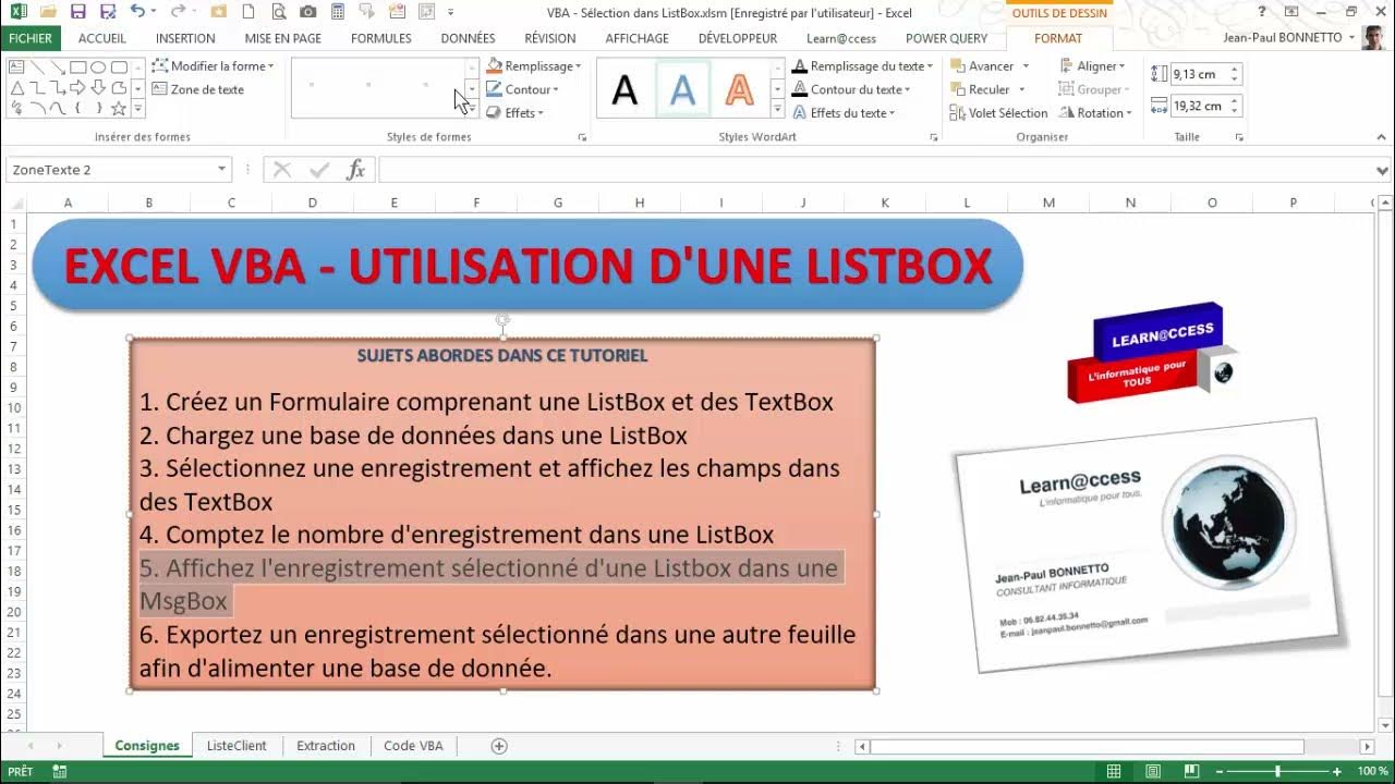 Excel VBA - Comment utiliser la ListBox dans un Formulaire (Module 2 ...