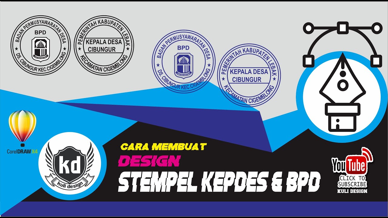 CARA MEMBUAT DESIGN STEMPEL KEPALA DESA DAN BPD || OTOMATIS - YouTube