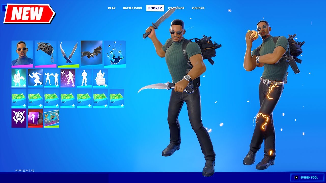 Fortnite Mike Lowrey Skin (Will Smith, Bad Boys) Full Set review! - YouTube