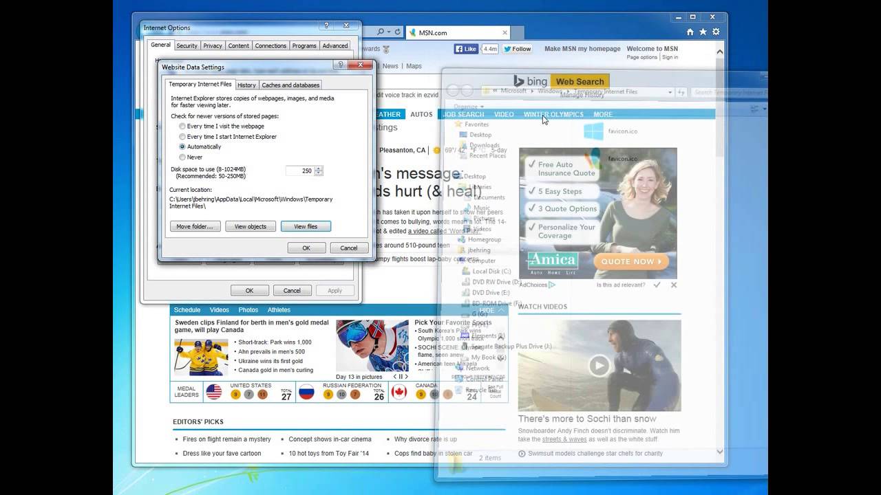 How to view and then delete browser history in IE11 - YouTube