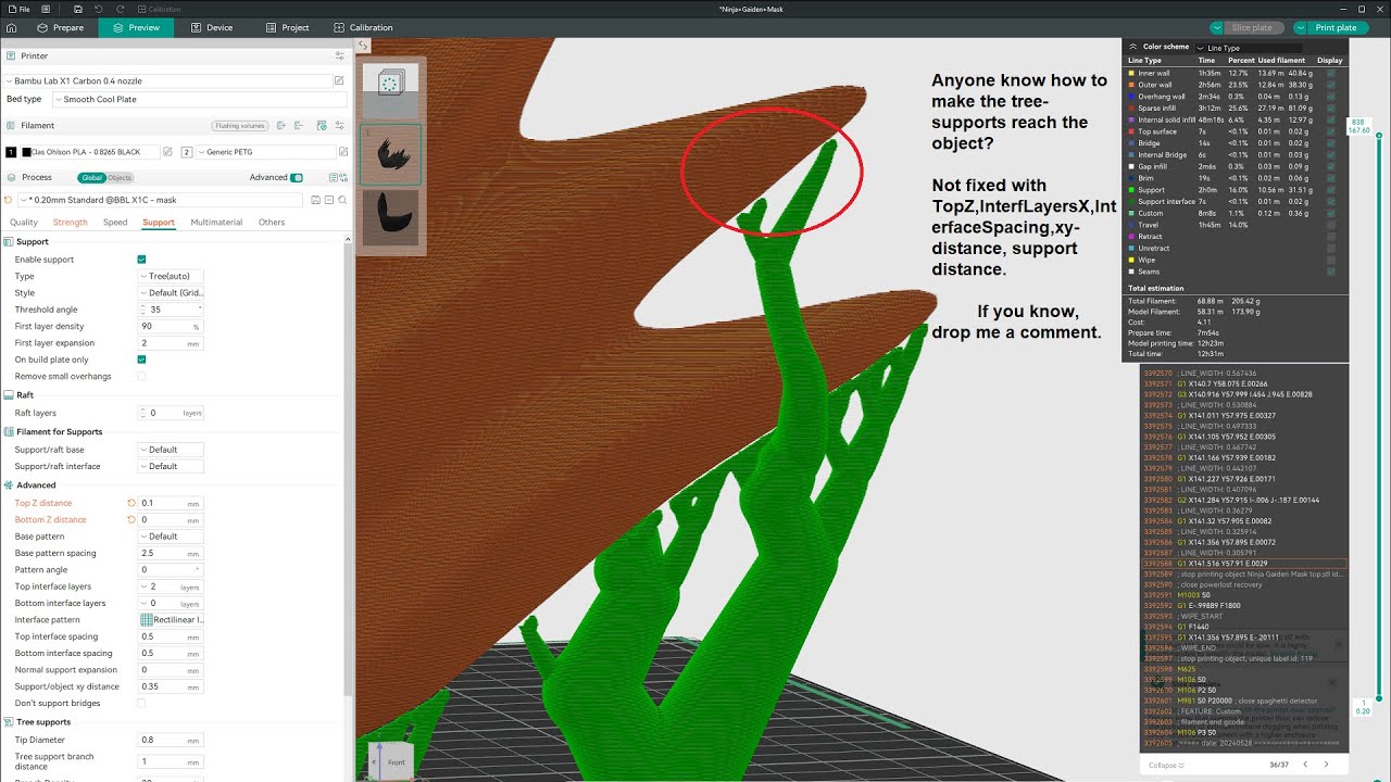 Orca Slicer / Bambu Studio - Lemme know if you know how to make trees ...