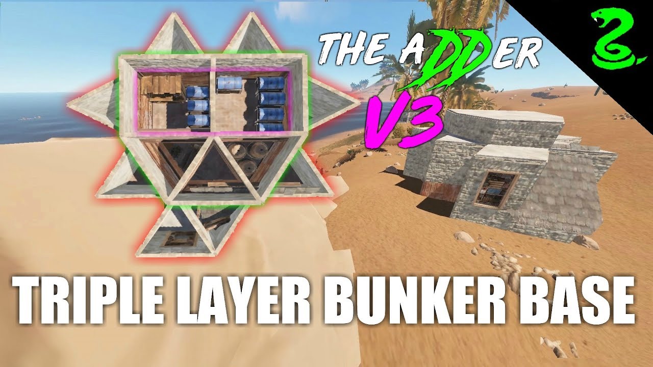 Rust Solo Base Design 2019 (Amazing Triple Layer Bunker Base) - YouTube