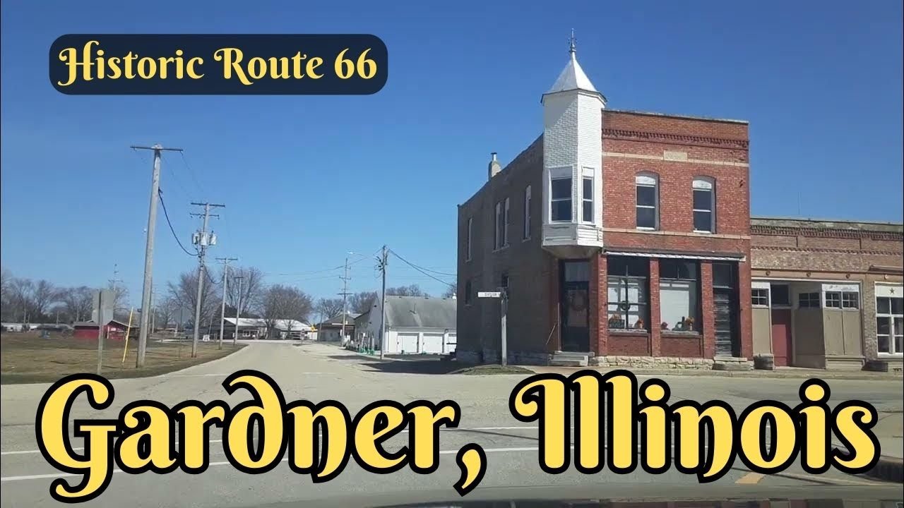 Driving Route 66 - Small Town Village Gardner, IL - Old Buildings ...