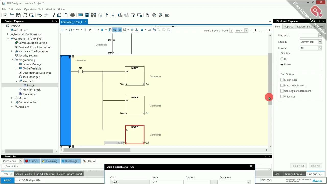 DELTA PLC DIADESIGNER [ RAMP INSTRUCTION ] PROGRAMMING - YouTube