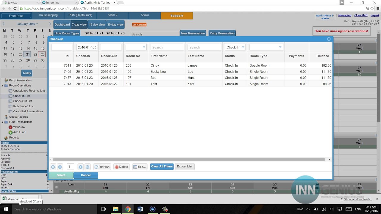 Printing or exporting your check-in/check-out list - YouTube