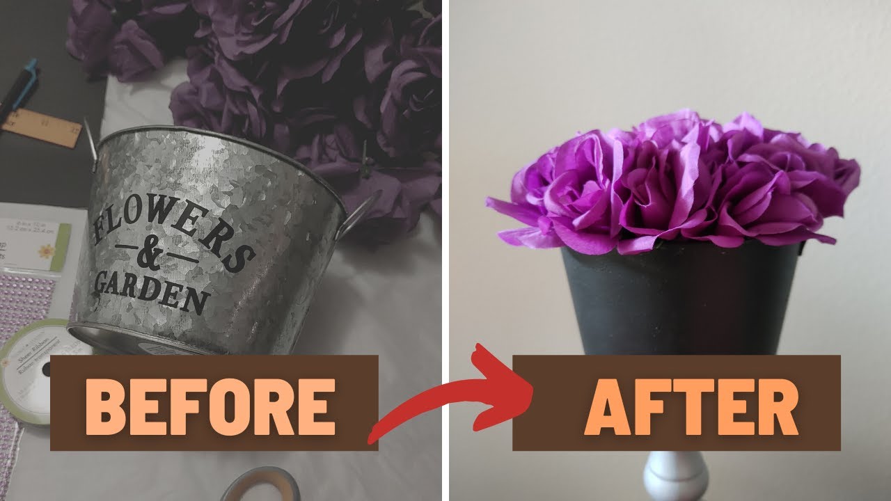 DIY Simple Dollar Tree Tin Flower Pot Arrangement // Easy Hacks - YouTube