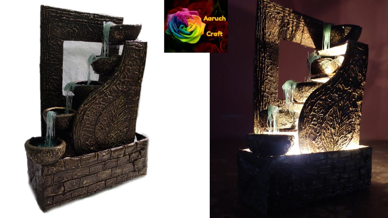 Beautiful DIY indoor waterfall with cardboard II showpiece for home ...