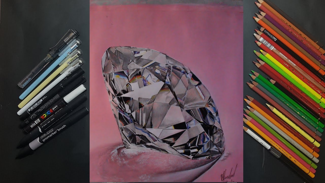 Drawing realistic diamond - YouTube