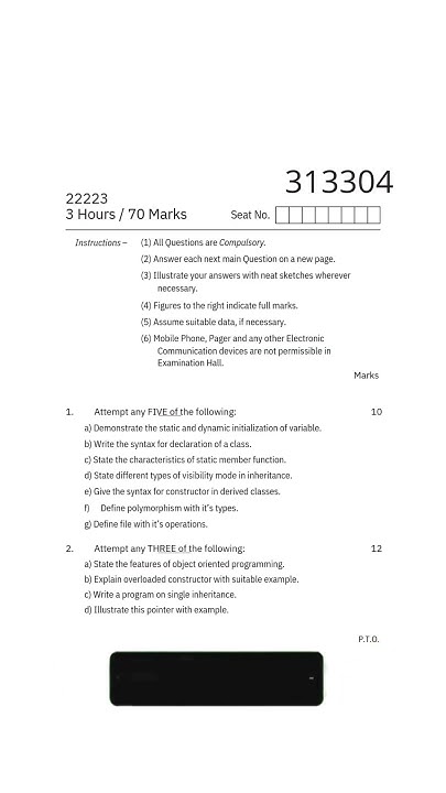 (OOP) msbte k scheme winter 2024 OOP Object-Oriented imp paper #313304 ...