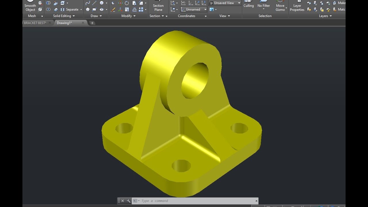 AutoCAD 3D modelling: How to Draw 3D model of Shaft Bracket - YouTube