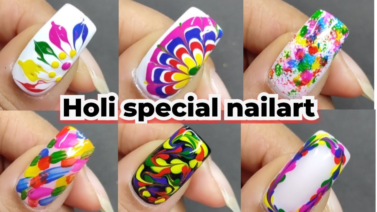 Holi special nailart || Holi nailart quick and easy || Holi nails 2025 ...