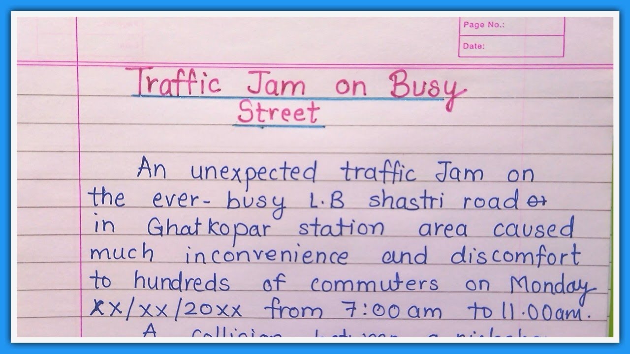 traffic jam report writing in english | report writing in english ...