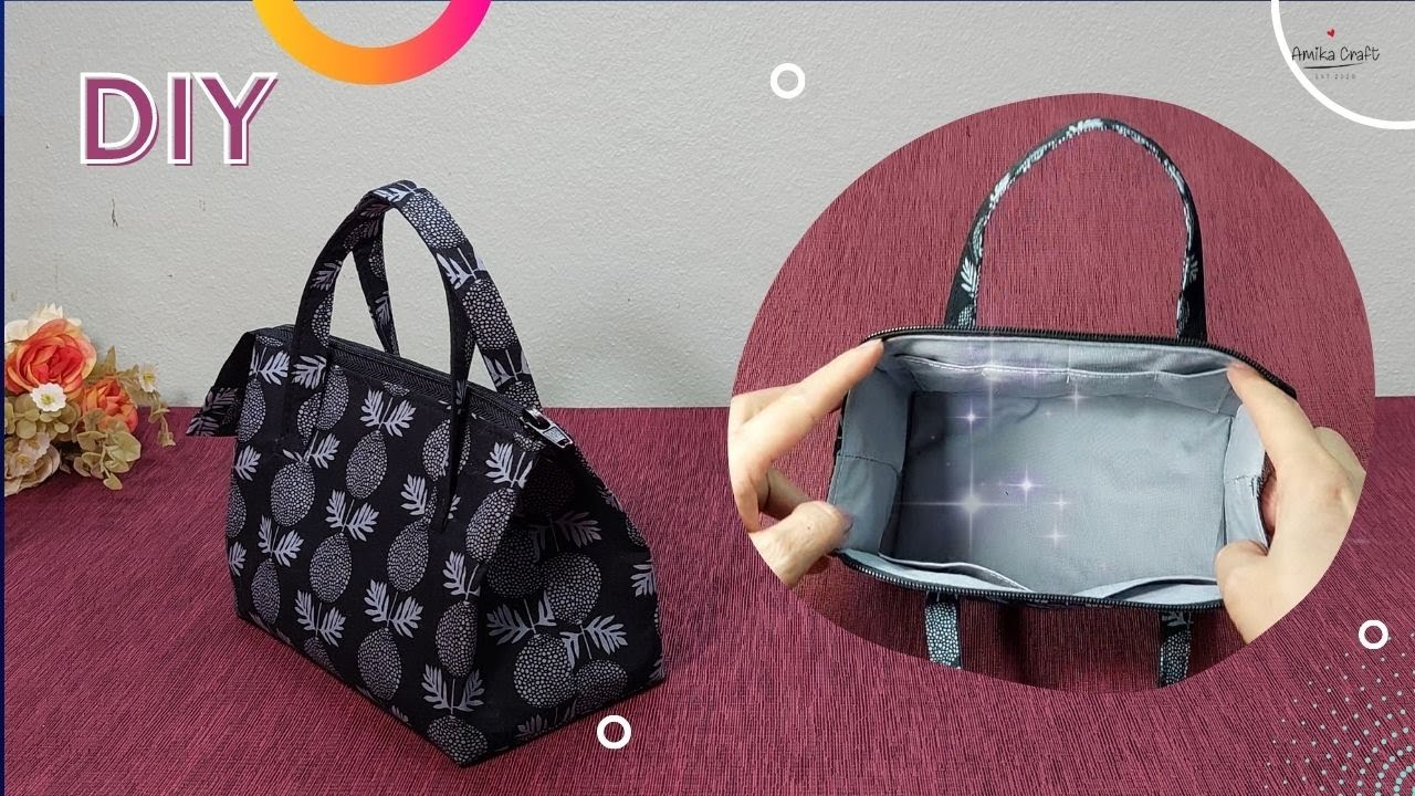 DIY Makeup pouch bag/Cosmetics bag tutorial/ Open Wide Pouch - YouTube