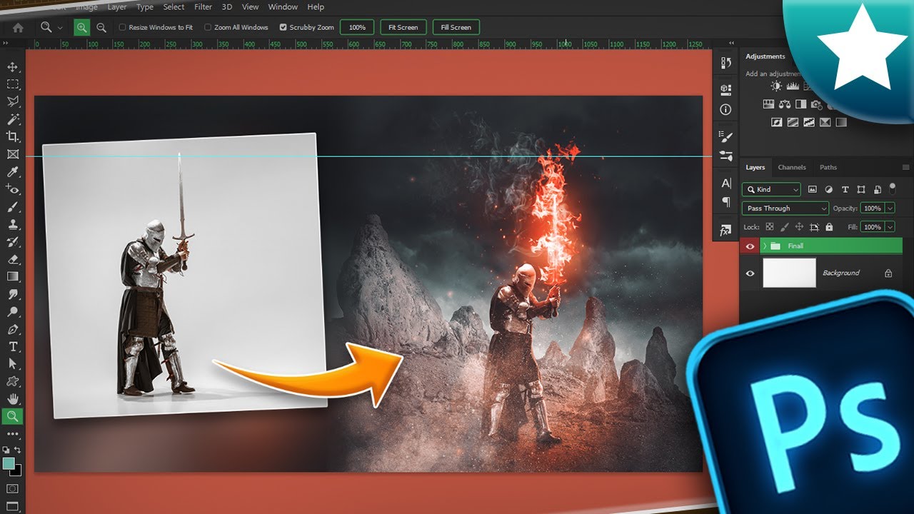 Photoshop Manipulation | Realistic Fire Sword Photoshop Tutorial - YouTube