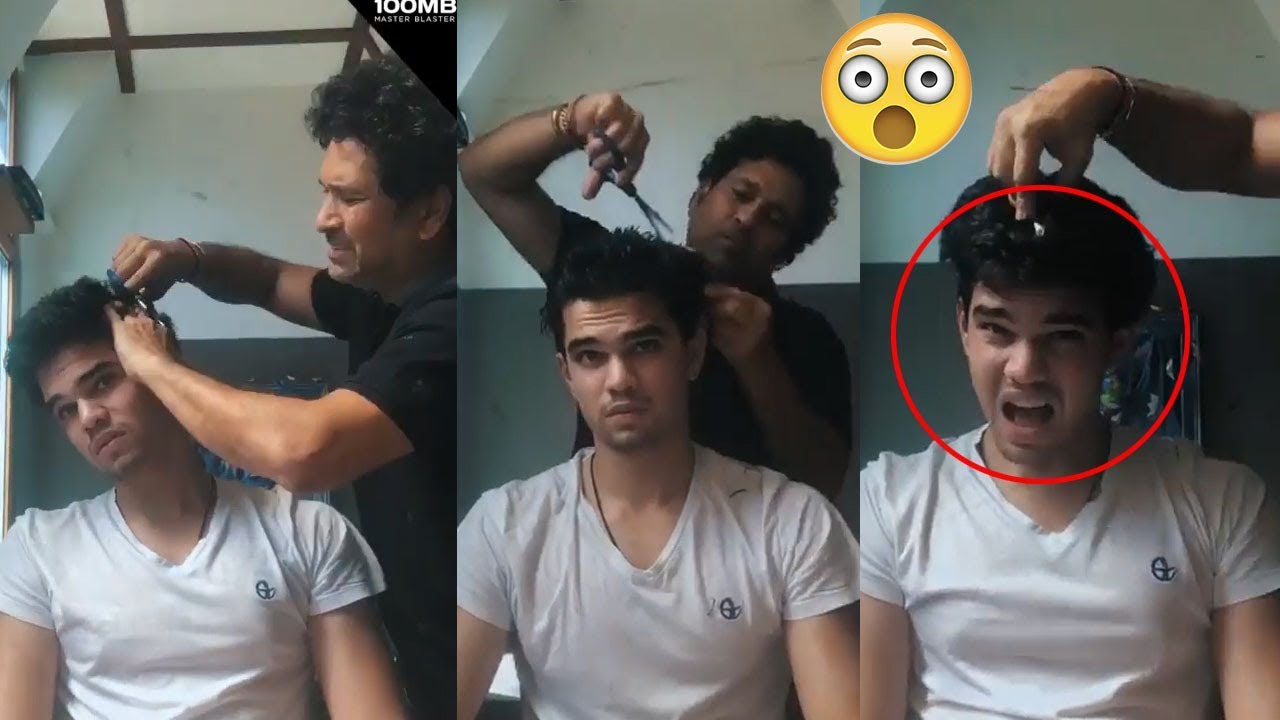 Sachin Tendulkar Haircut To His Son Arjun Tendulkar | Sachin Tendulkar ...