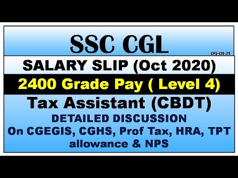 SSC CGL 2400 grade pay latest salary slip ( October 2020 ), Tax ...