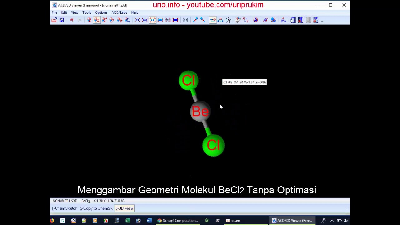 Tutorial Chemsketch: Menggambar Geometri Molekul BeCl2, BH3, BF3 - YouTube