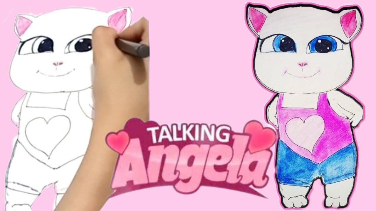 How to draw Talking Angela #talkingtomandfriends #talkingangela - YouTube